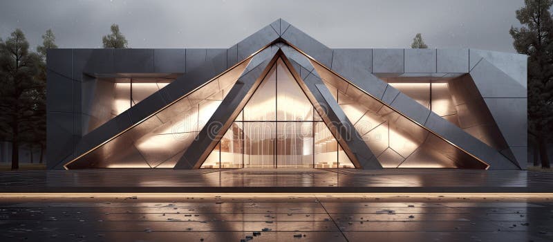 Triangular Glass Door Building Stock Image - Image of city ...