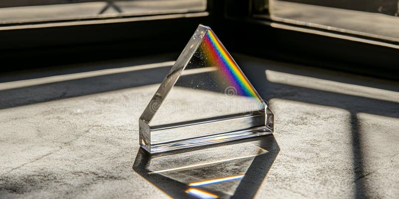 Triangular Glass Prism Refracting Sunlight Rainbow Spectrum Display on ...
