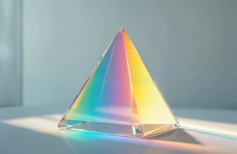 Triangular Glass Prism Refracts Light. Spectral Rainbow Colors and ...