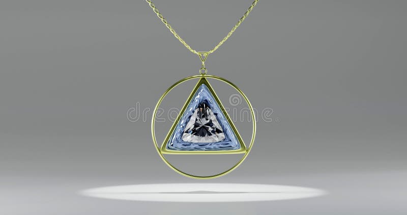 Triangular Gold Necklace with Diamonds 3D. Stock Illustration ...