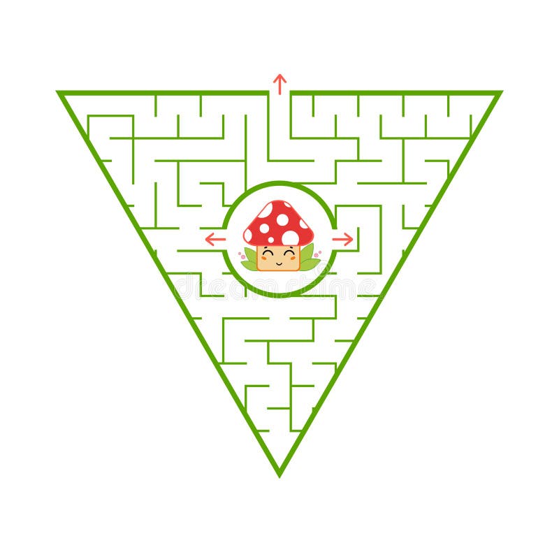 Triangular Green Labyrinth. Find the Right Way Out of the Maze. Simple ...