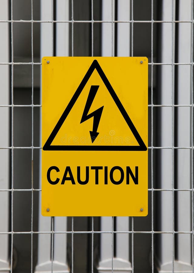 Triangular Hazard Warning Sign with Lightning Bolt on Recycling Power ...