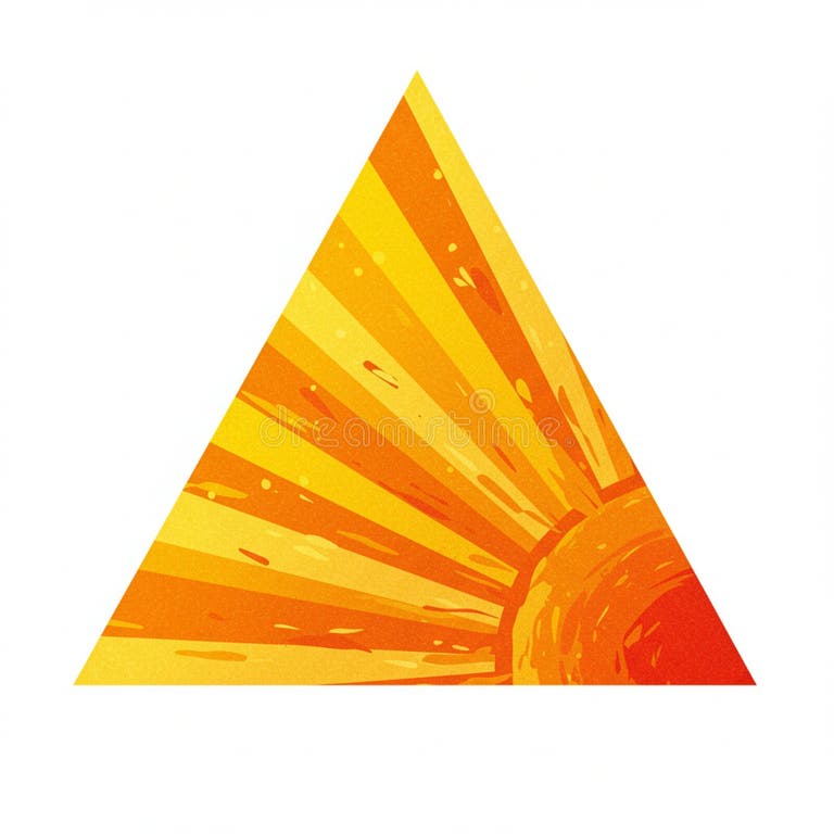 Triangular Illustration Featuring a Stylized Sun with Radiant Beams ...