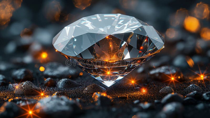 Triangular Jewelry Processed Diamond on Black Stones Background Stock ...