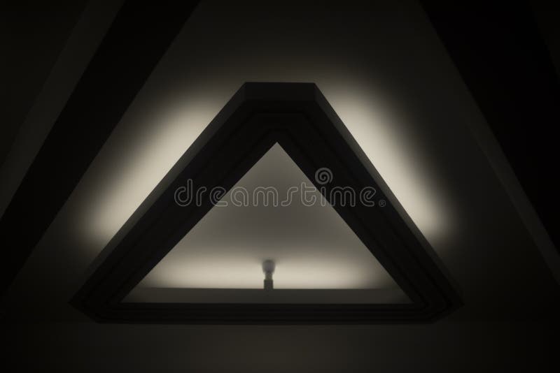 Triangular Lamp on Ceiling. Interior Details Stock Photo - Image of ...