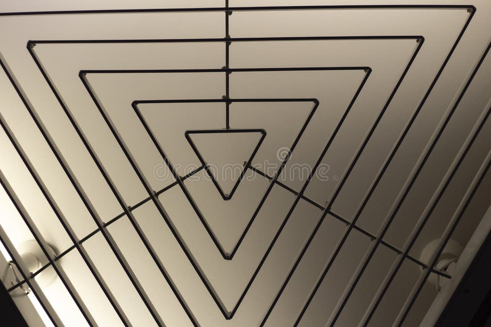 Triangular Lamp in Interior. Design of Lighting Device Stock Image ...