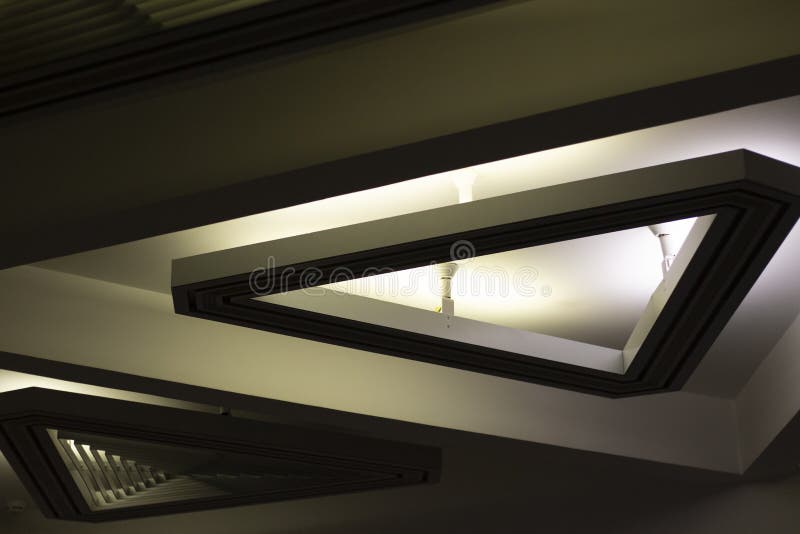 Triangular Lamp in Interior. Design of Lighting Device Stock Photo ...