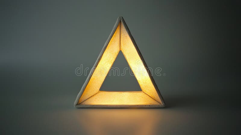 A Triangular Lamp with a Warm Yellow Glow. Stock Image - Image of ...