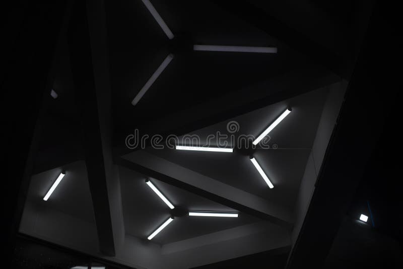 Triangular Lamps on Ceiling. Modern Architecture Stock Image - Image of ...