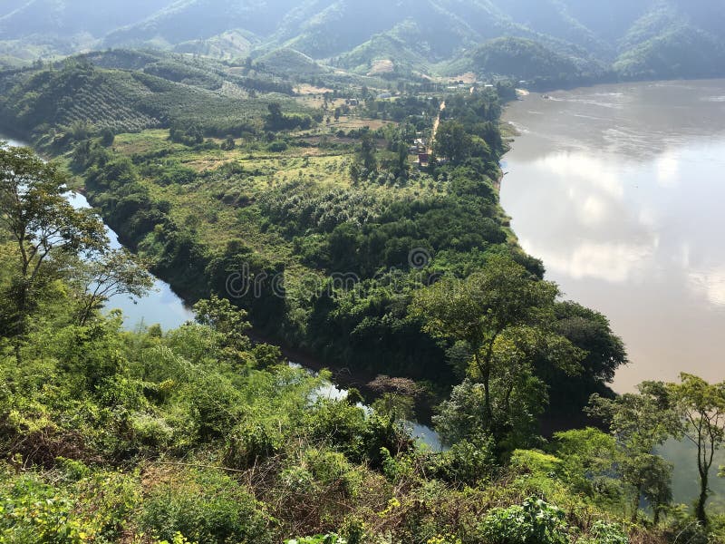 Triangular Land Along the Mekong River Stock Photo - Image of light ...