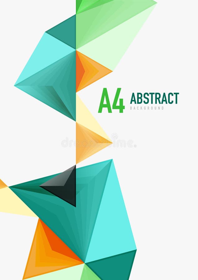 Triangular Low Poly Vector A4 Size Geometric Abstract Template Stock ...