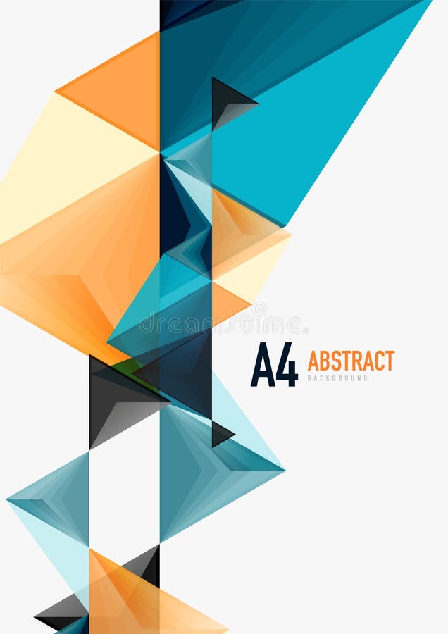 Triangular Low Poly Vector A4 Size Geometric Abstract Template Stock ...