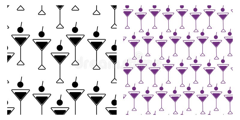 Triangular Martini Glasses Seamless Patterns Minimalist Design Menu ...
