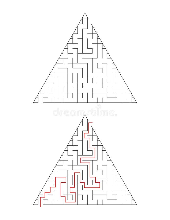 The Triangular Maze Has an Entrance and an Exit. Maze with the Answer ...