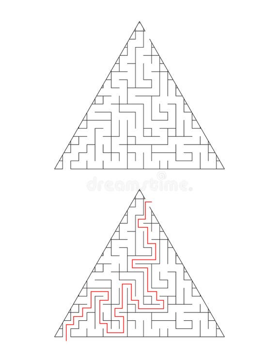The Triangular Maze Has an Entrance and an Exit. Maze with the Answer ...
