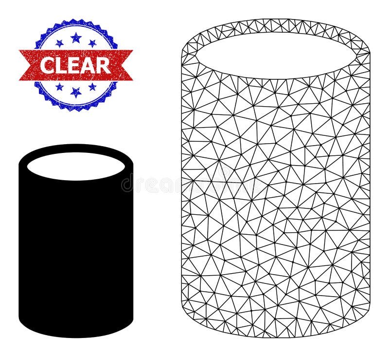Triangular Mesh Cylinder Icon and Textured Bicolor Clear Seal Stock ...