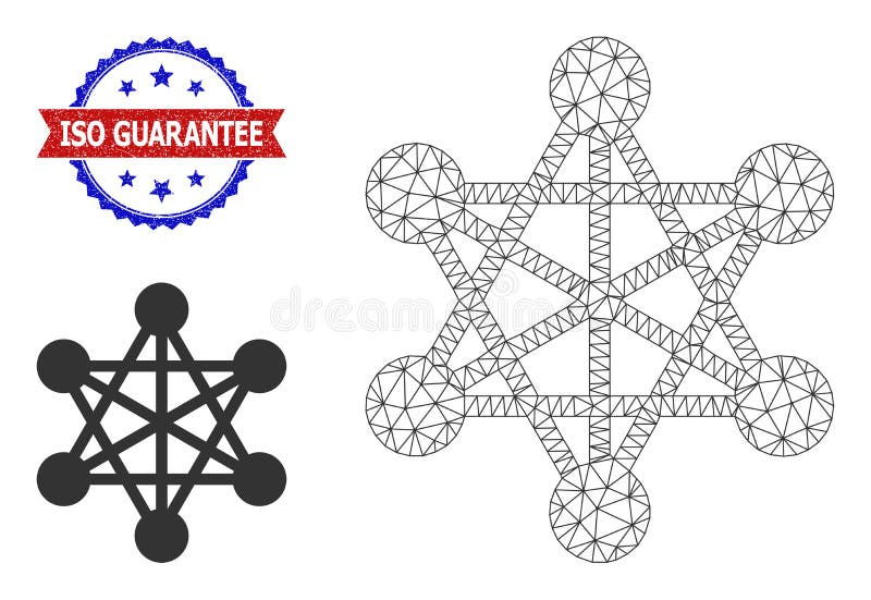 Triangular Mesh Network Links Icon and Scratched Bicolor ISO Guarantee ...