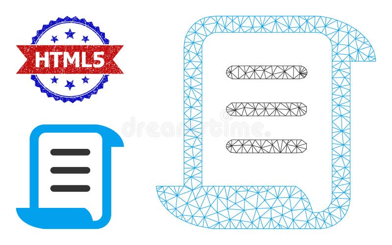 Triangular Mesh Page Scroll Icon and Grunge Bicolor Html5 Stamp Stock ...
