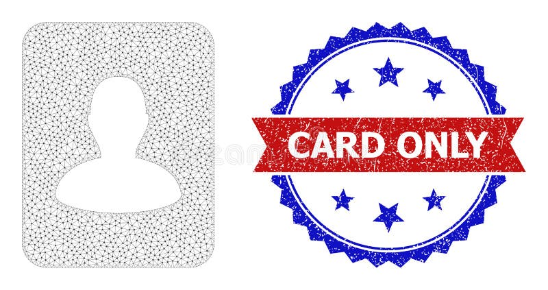 Triangular Mesh Portrait Icon And Scratched Bicolor Card Only Seal