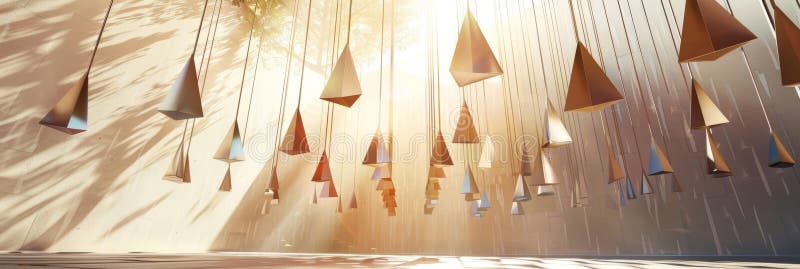 Triangular Metal Chimes Gently Chiming in the Wind Stock Image - Image ...