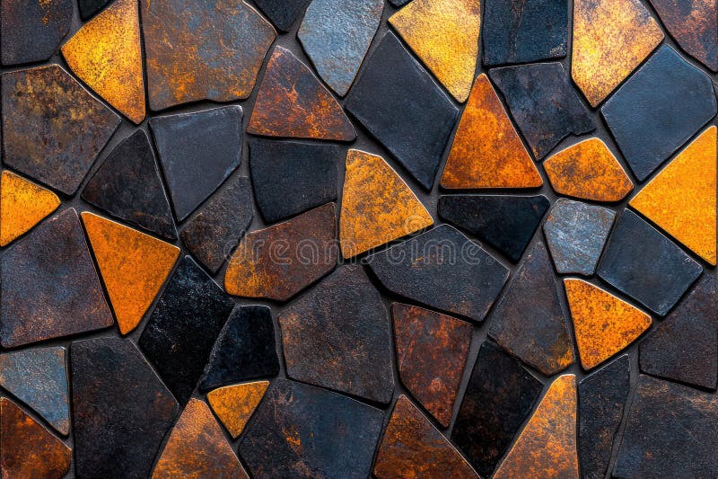 Triangular Mosaic Tile Wallpaper Texture with Metallic Fluted Triangles ...