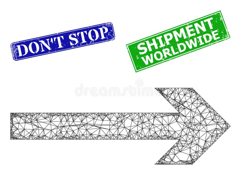 Grunged Don T Stop Stamp Imitations and Triangular Mesh Move Right Icon ...