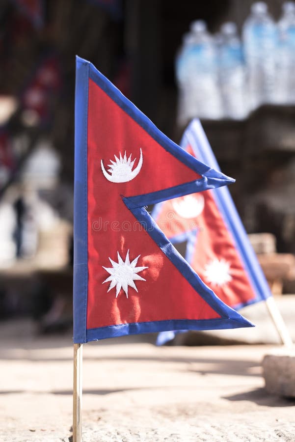 Triangular National Flag of Nepal Stock Photo - Image of small ...