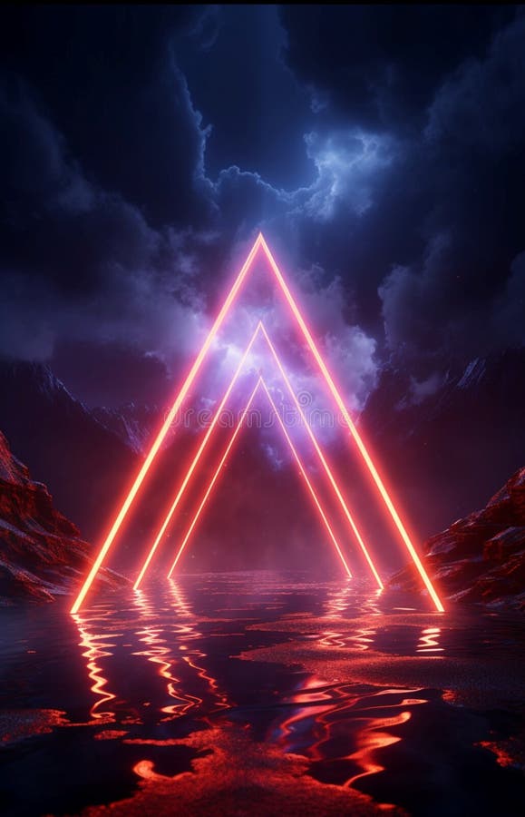 Triangular Neon Cosmos an Abstract 3D Rendering of the Universes ...