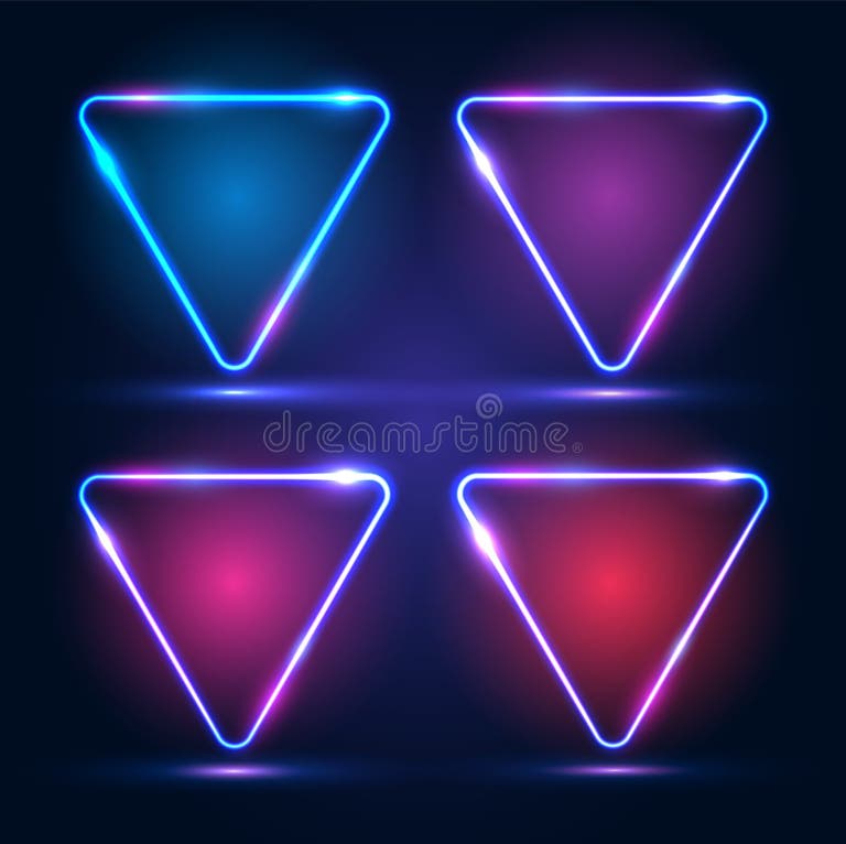 Triangular Neon Frames with Shining Effects, Highlights and ...