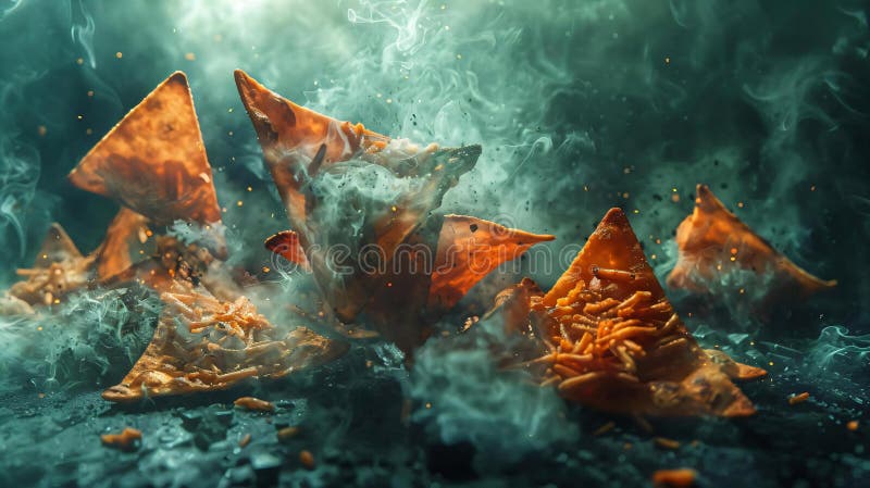 Triangular Objects Resembling Tortilla Chips are Engulfed Flames ...