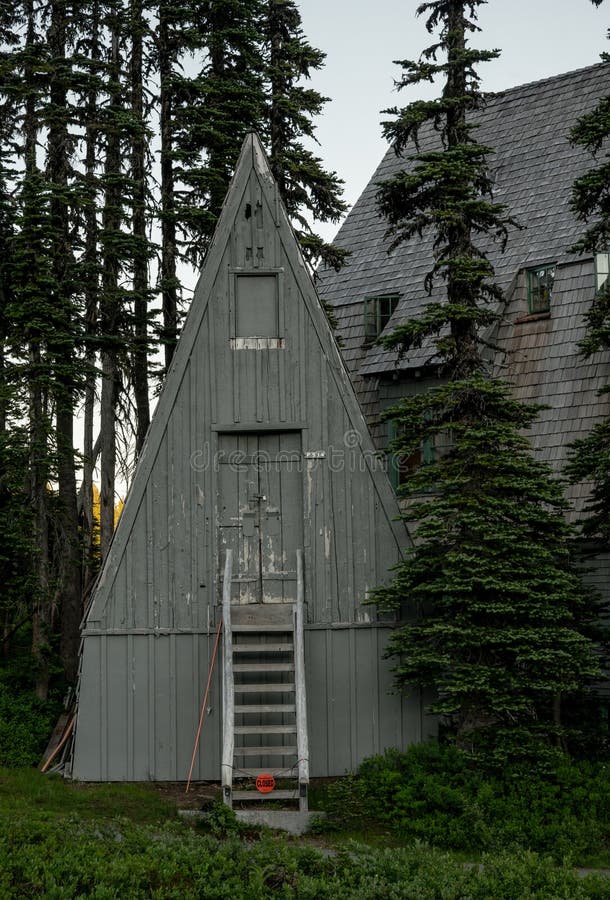 Triangular Out Building for Guide Services in Mount Rainier Stock Image ...