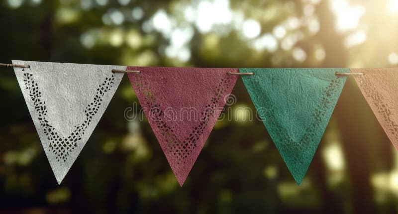 Triangular Paper Bunting Hanging Outdoors Stock Illustration ...