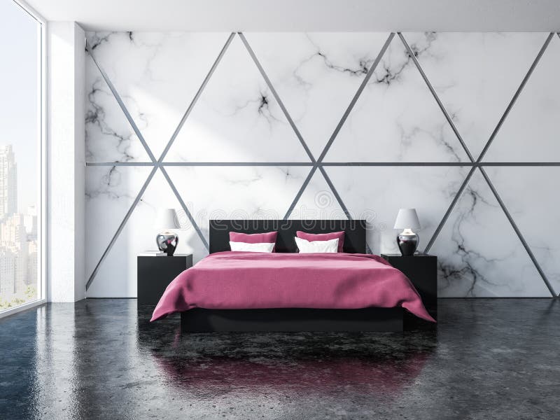 Marble Triangle Pattern Bedroom Interior Stock Illustration ...