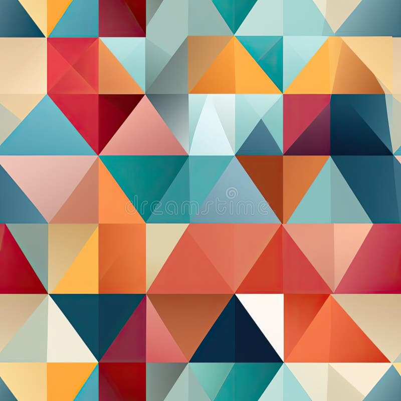 Triangular Pattern with Vibrant Colors in Mid-century Style (tiled ...