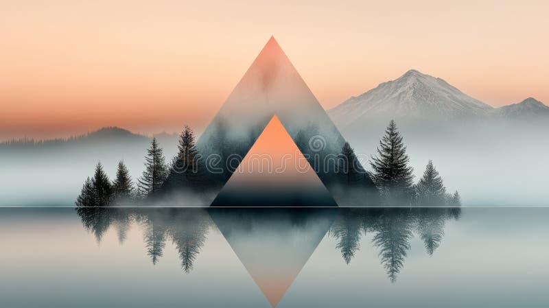 Triangular Peak Reaching for the Heavens, a Tranquil Landscape of ...