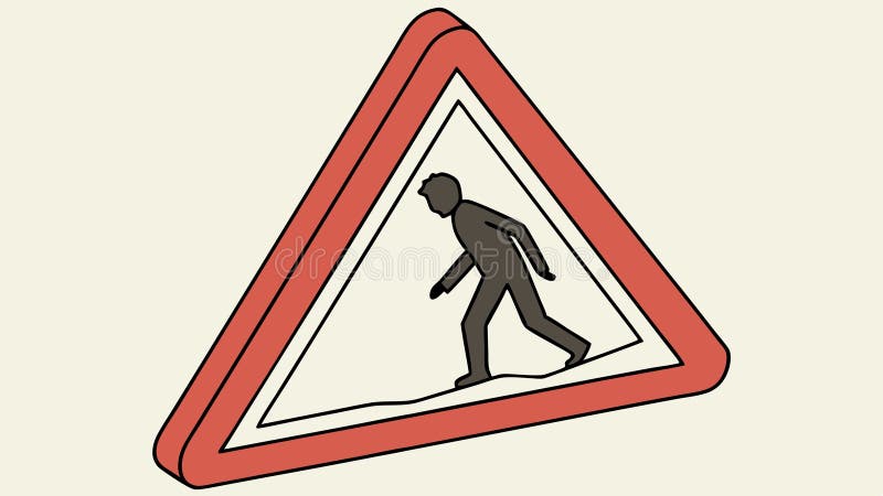 Triangular Pedestrian Crossing Warning Sign Hand Drawn Vector ...