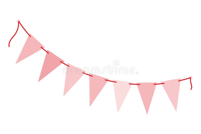 Triangular Pennant Garland on String in Trendy Monochrome Pink Womans ...