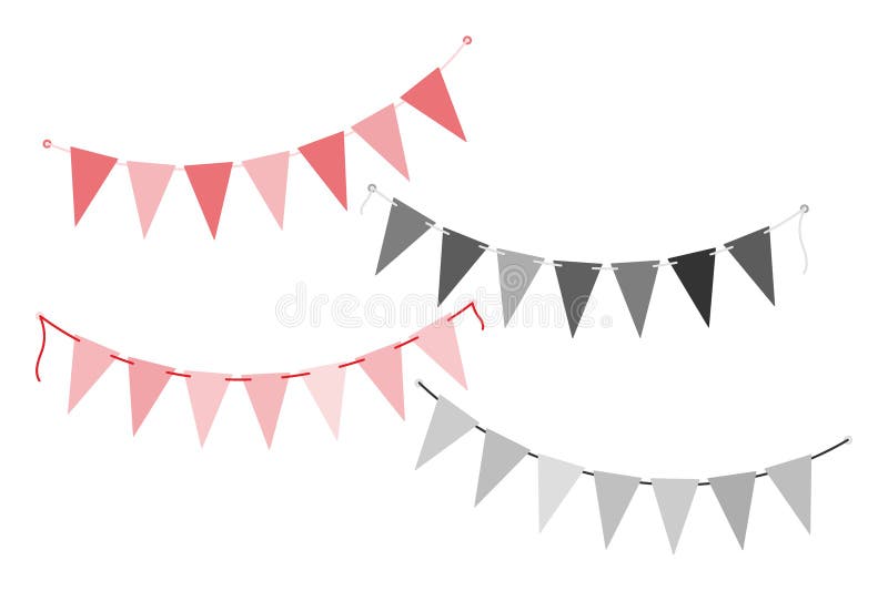 Triangular Pennant Garlands on Rope in Grayscale and Trendy Monochrome ...