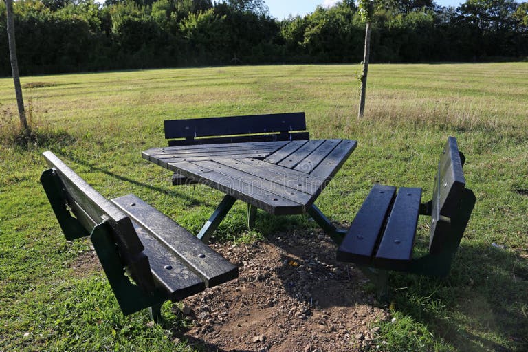 Triangular picnic table stock image. Image of bench - 171038491