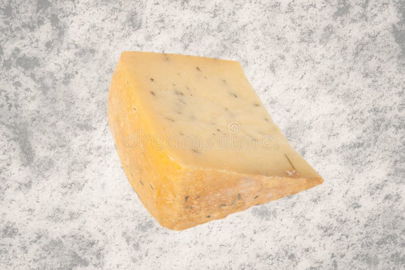 Triangular Piece of Cheese with Herbs on Granite Backgr Stock Image ...