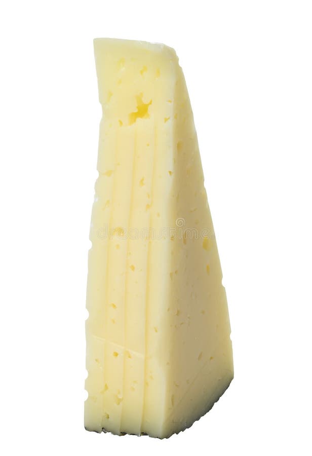 Triangular Piece of Cheese on Isolated Background Stock Photo - Image ...