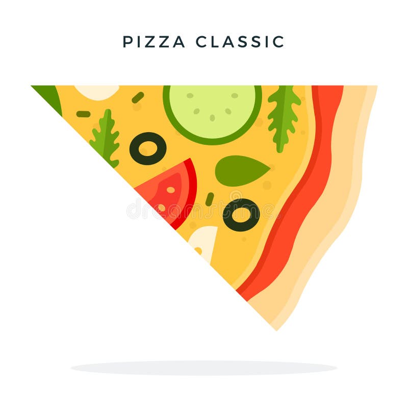 Piece of Classic Pizza Vector Flat Isolated Stock Vector - Illustration ...