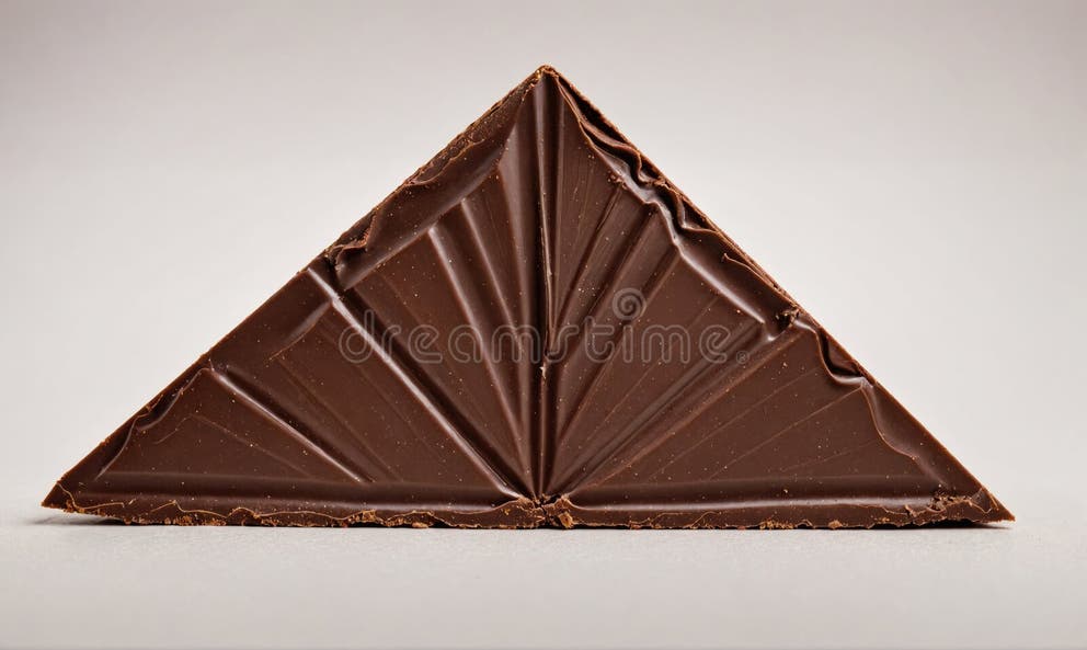 A Triangular Piece of Dark Chocolate Sits on a White Surface Stock ...