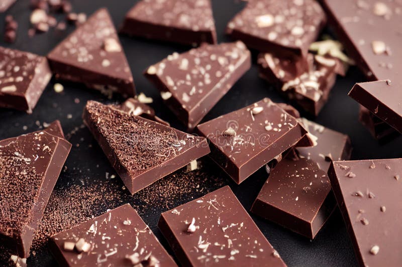 Triangular Pieces of Chocolate with Waffle and Nut Crumbs in Cocoa on ...