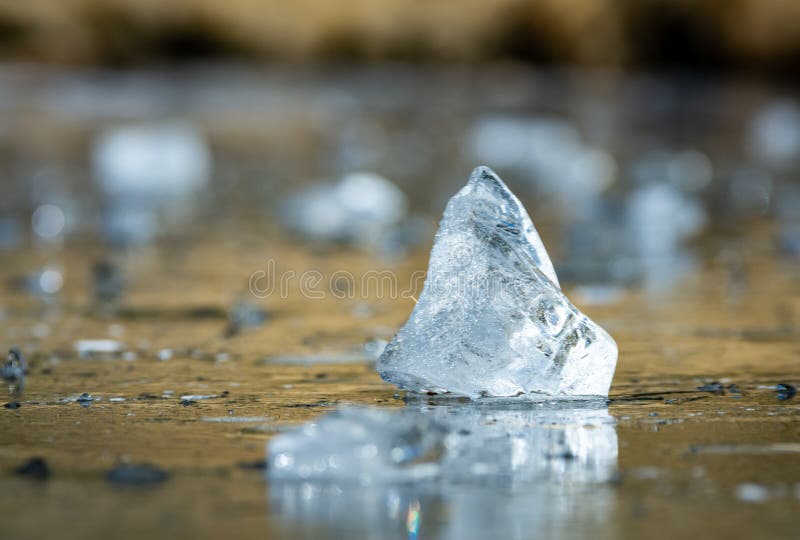 Triangular Pieces of Ice on a Frozen Lake with Bokeh Effect, Gredos ...