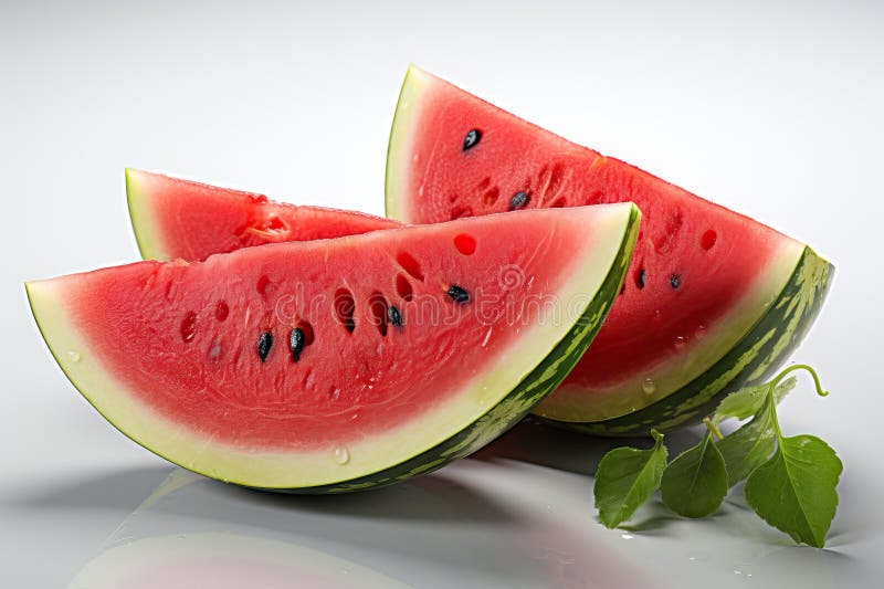 Triangular Pieces of Watermelon Isolated on a White Background. Stock ...