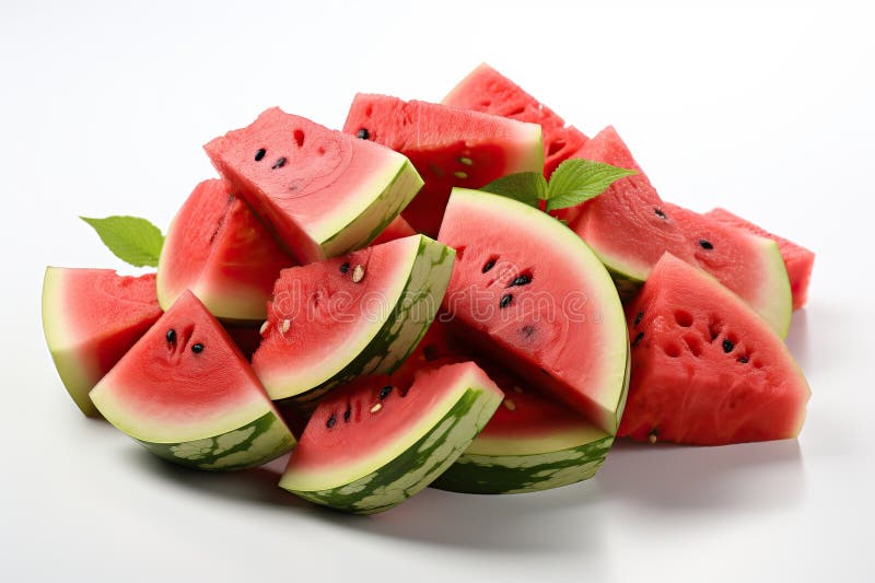 Triangular Pieces of Watermelon Isolated on a White Background. Stock ...