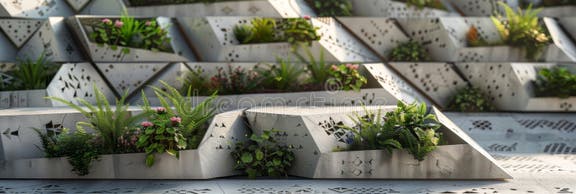 Triangular Planter Boxes with Intricate Geometric Patterns Etched Onto ...