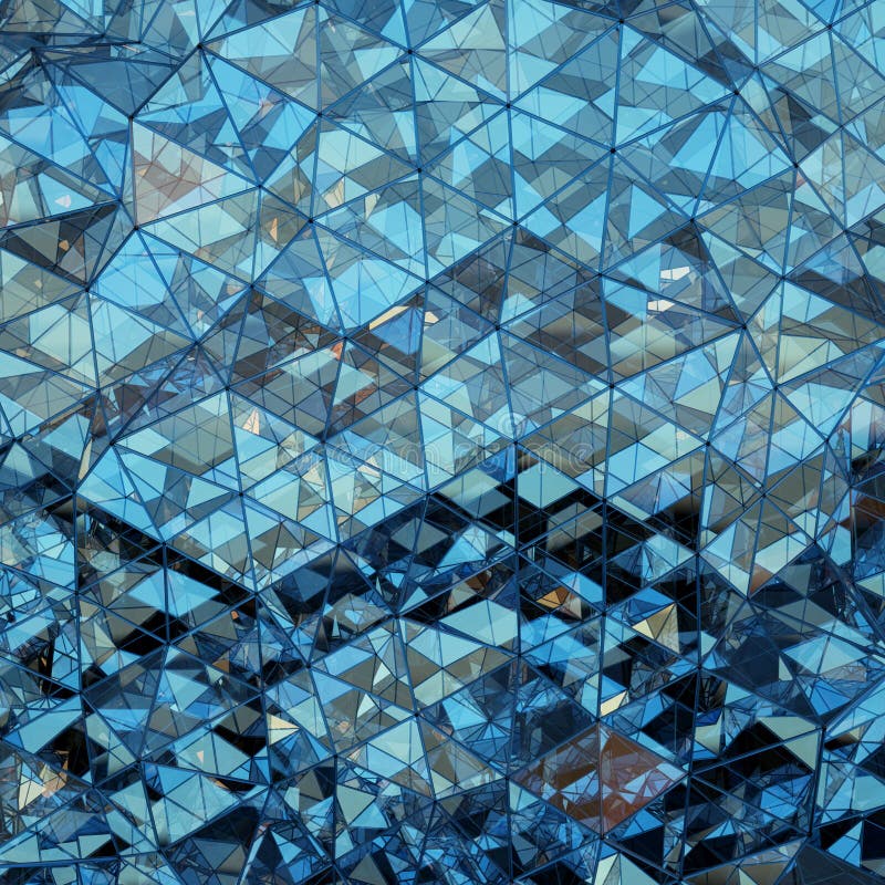 Blue Glass Network Structure on Edge 3D Render Stock Illustration ...