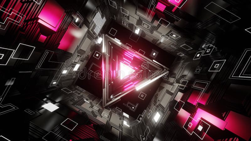 Triangular Portal in a Cybernetic Tunnel Stock Video - Video of digital ...